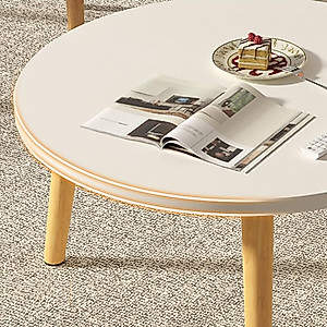 Round Dining Table, Small Space Kitchen Table, Mid Century Modern Computer Table with Wood Grain Tabletop and Solid Wood Legs for Dining, Living Room (Color : White, Size : 30 * 30 * 30cm)