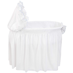 Baby Doll Bedding Drake Linen Look Bassinet Skirt/Hood Cover, Blue