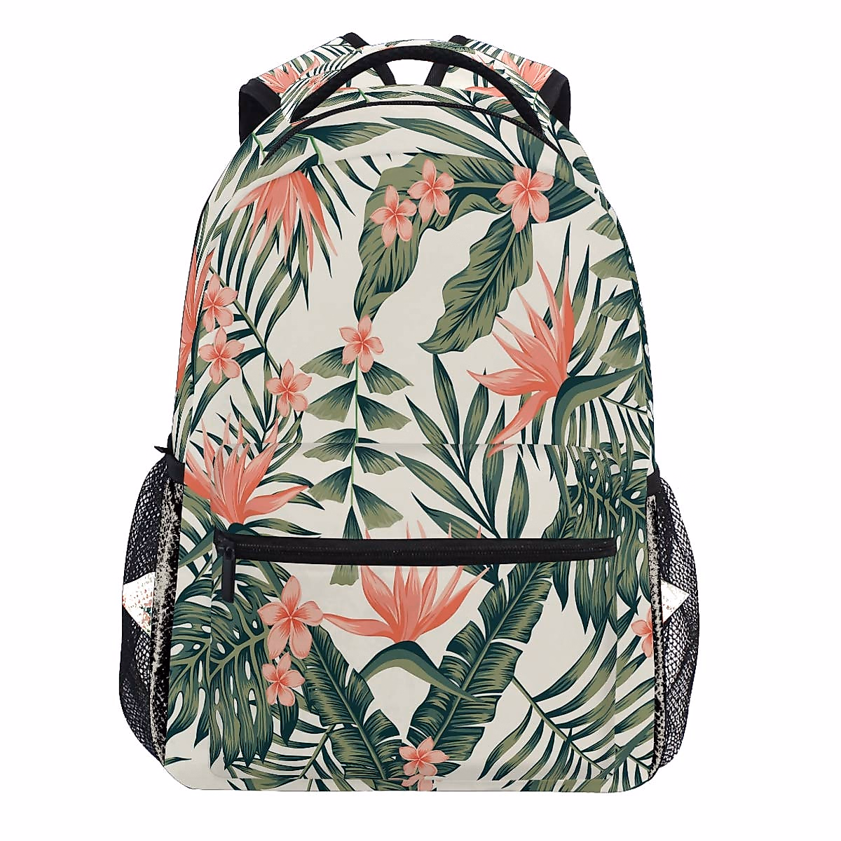 Oarencol Tropical Palm Leaves Flower Backpacks Pink Florals School Book Travel College Shoulder Bag for Women Girls Men Boys