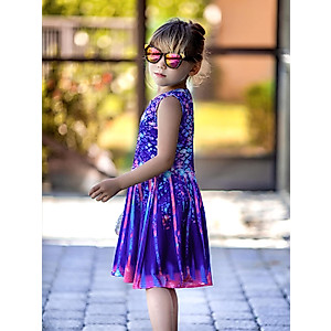 Funnycokid Girls Mermaid Dresses Summer Sundress Kids Sleeveless Outfit Birthday Dress Size 6 Size 7 Spring Twirl Clothes 6-7 Years