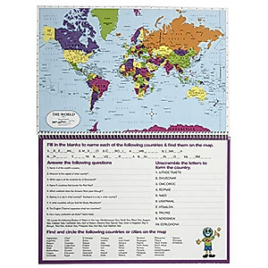 Painless Learning Educational Workbook Eight Geography Full Color Detailed Laminated Maps USA,World,Canada,Mexico,South America,Europe,Africa and Asia