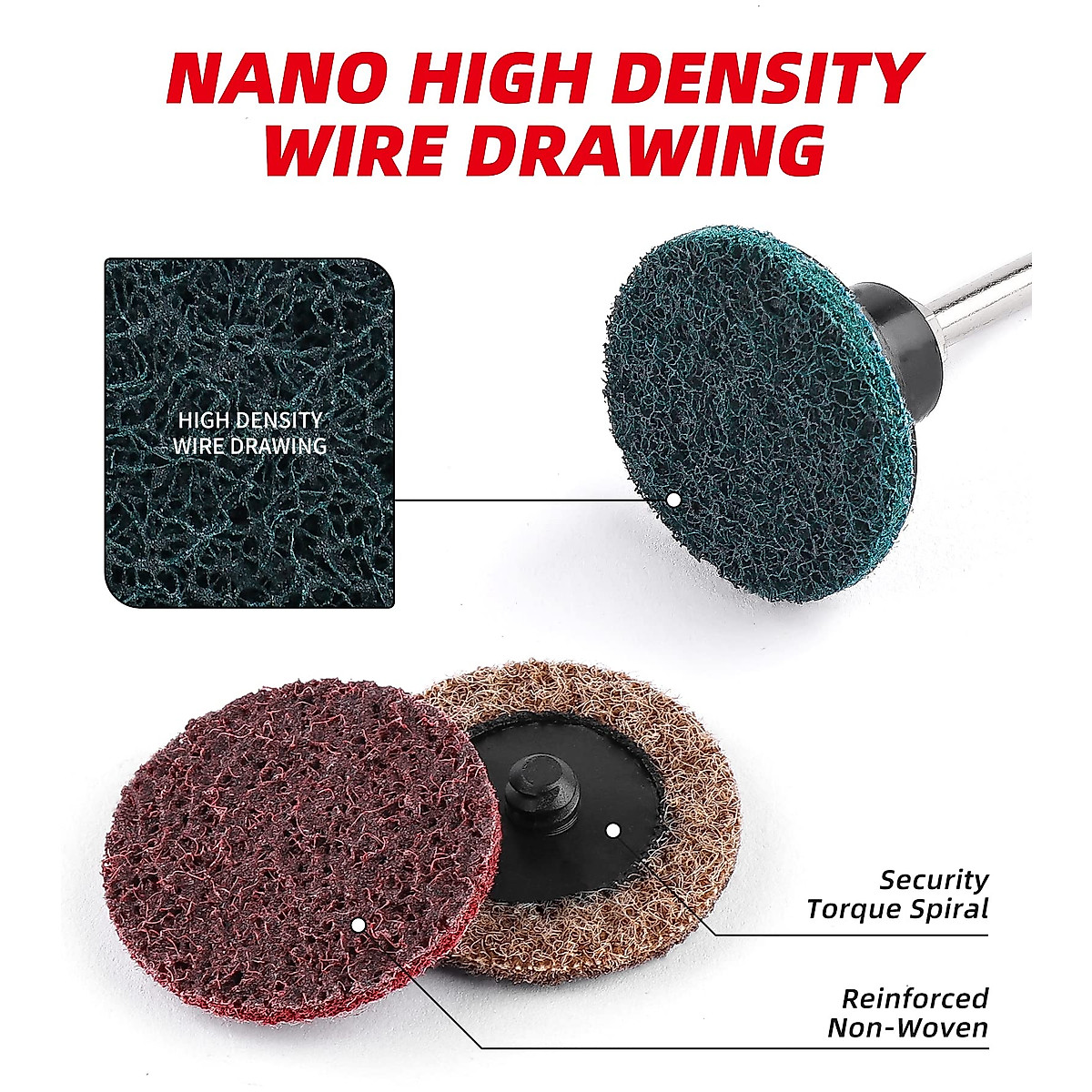 LUCKUT Quick Change Discs 2 Inch Roll Lock- 46pcs, 1/4'' Holder Surface Discs for Die Grinder Surface Strip Rust Paint Removal (46)