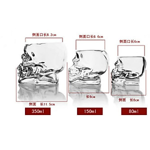 HOAZIACEHN Skull Shot Glasses 2PCS, Crystal Skeleton Cup Halloween Drinkware Supplies, Skull Shaped Clear Glass Cup For Halloween Party Bar (80ml)