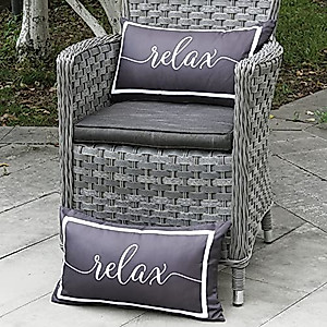 ONWAY Outdoor Waterproof Throw Pillow Covers 12x20 Set of 2 Black and White Pillows Relax Decorations for Patio Furniture Garden Couch Tent Balcony