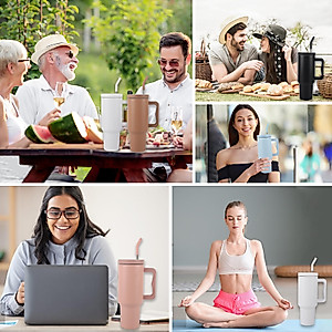 Towsnails 40 oz Tumbler with Handle and Straw Lid | Insulated Cup Reusable Stainless Steel Water Bottle Travel Mug Cupholder Friendly | Gifts for Women Men Him Her - Black