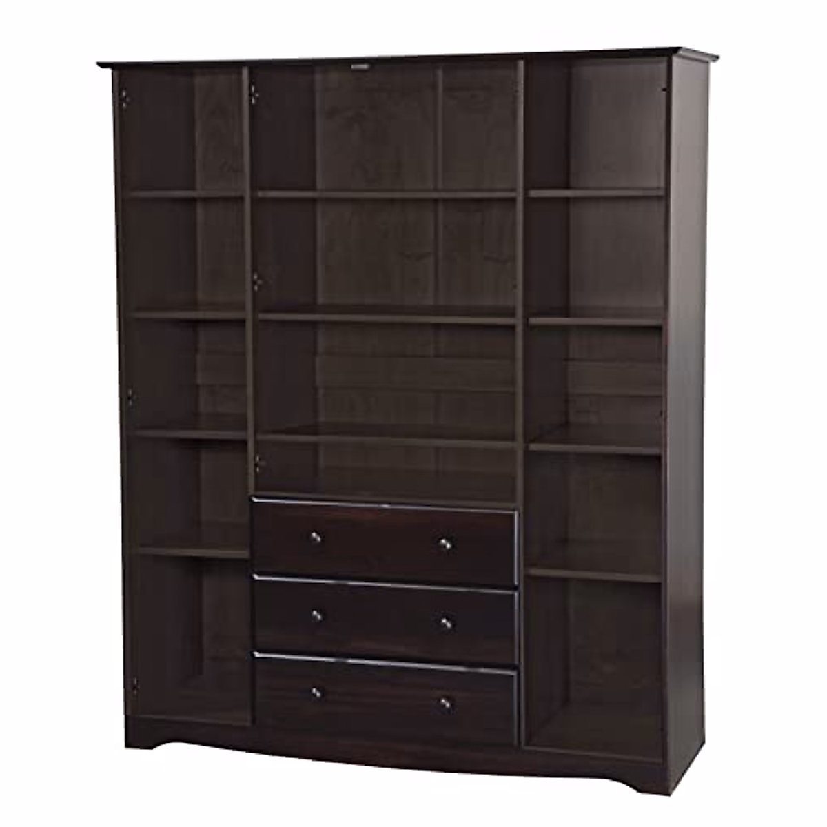 Palace Imports 100% Solid Wood Family Wardrobe/Armoire/Closet, Java. 3 Clothing Rods Included. NO Shelves Included. Optional Shelves Sold Separately. 60.25" w x 72" h x 20.75" d