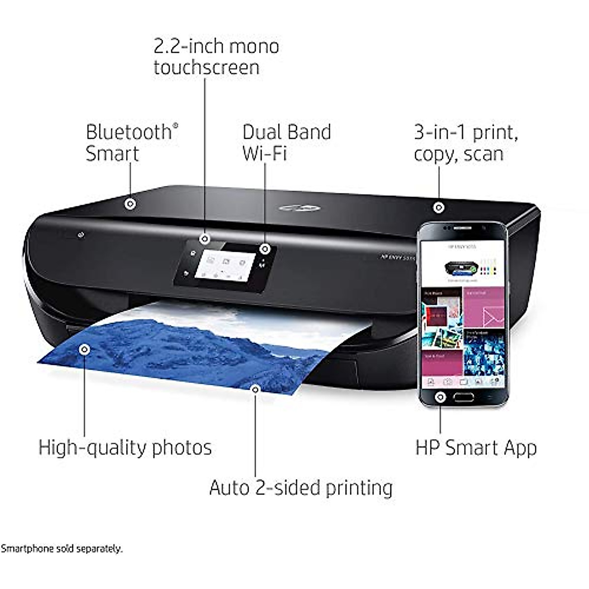 HP ENVY 5055 Wireless All-in-One Color Photo Printer, HP Instant Ink, Works with Alexa (M2U85A)