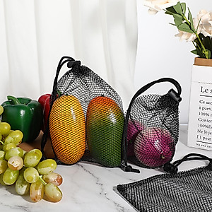 5 Pcs Small Mesh Bags, Small Mesh Drawstring Bag Storage Bag Laundry Mesh Bags for Gifts Scallop Bags Mesh with Cord Lock Closure for Kitchen Jewelry Toys Gifts Wedding (Black,5.9 X 7.8 Inch) (5)
