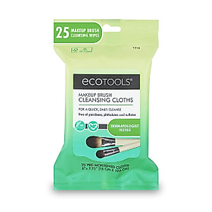 EcoTools Makeup Brush Cleansing Cloths, 25 Count - Quick & Convenient Brush Cleaner