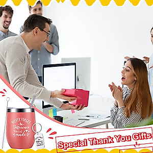 6 Sets Teacher Appreciation Gifts Employee Appreciation Gifts for Coworkers Bulk Thank You Gifts for Women Men 12 oz Insulated Wine Tumblers with Lids Straws and Stainless Steel Keychains for Teacher