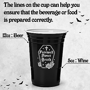 Nefelibata 50 Pack Gothic 30th Birthday Party Cups Halloween Women Death to My 20s Plastic Cup Female RIP Twenties Party Supplies Funny Falll Girl 30th Birthday Table Decorations