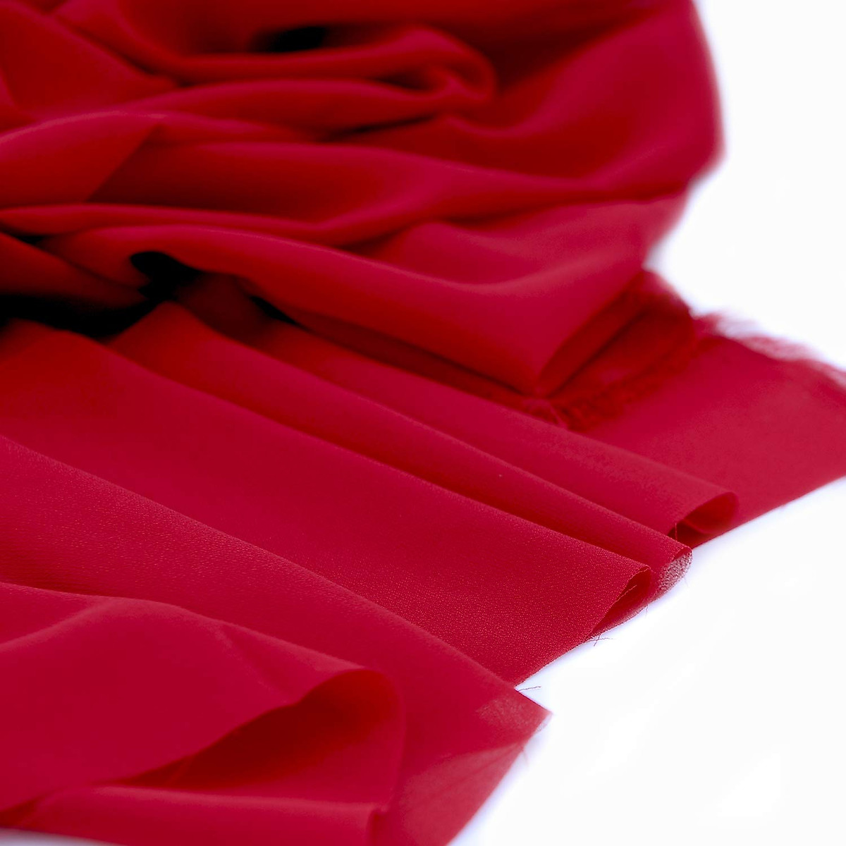 Chiffon Fabric Polyestser Sheer for Bridal Decoration 59“(1 Yard,Red)