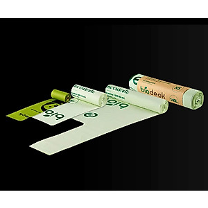 Biodeck Biodegradable and Compostable Waste Bin Liners, 30 Counts, 13.2 Gallon (50L) Compost Bags Kitchen Trash Bags, Certified by TUV Austria Ok Compost