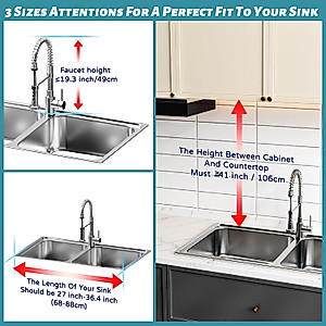 ADBIU Over The Sink Dish Drying Rack (Expandable Height and Length) Snap-On Design 2 Tier Large Dish Rack (27-36L x 12W x 32.5-37H (inches))
