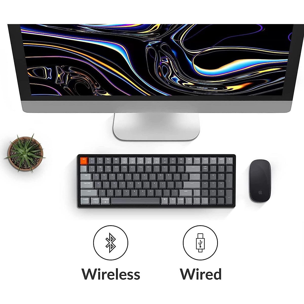 Keychron K4 Wireless Bluetooth/USB Wired Gaming Mechanical Keyboard, Compact 100 Keys 96% Layout RGB LED Backlit Gateron G Pro Red Switch N-Key Rollover, Aluminum Frame for Mac Windows, Version 2
