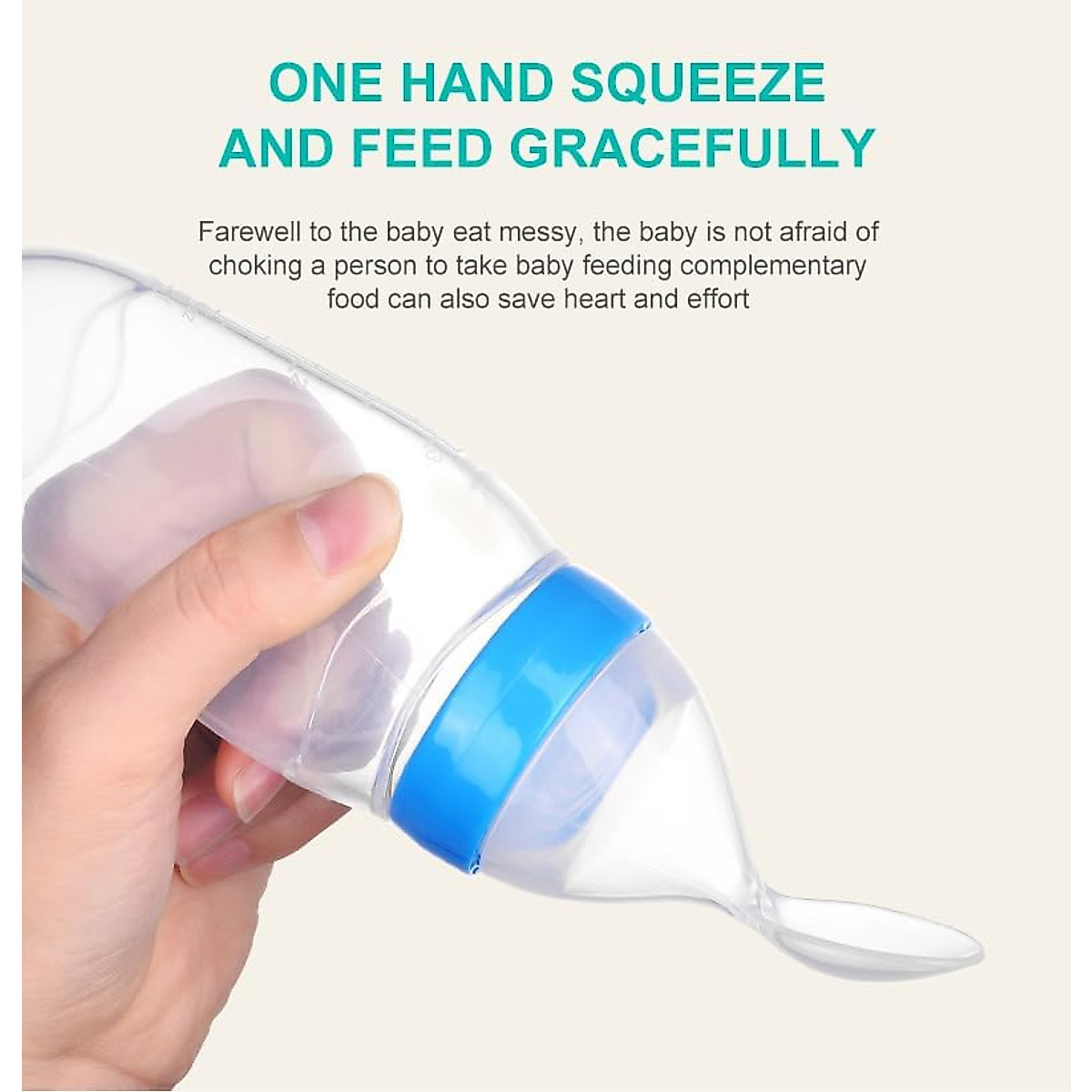 Baby Food Feeder Silicone Squeeze Feeding Spoons - Safe and Convenient Feeding Solutions for Boys, Girls, Kids, and Toddlers -Blue