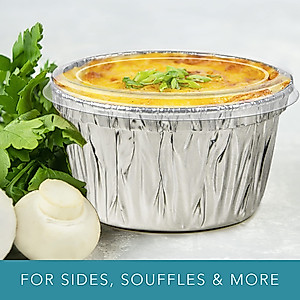 Premium Aluminum Foil Ramekins With Lids | Heavy Duty Disposable Mini Ramiken Set | Perfect Bake Pans For Cupcakes, Creme Brulee, Cakes, Sauces, Condiments, Samples | 100 Pack