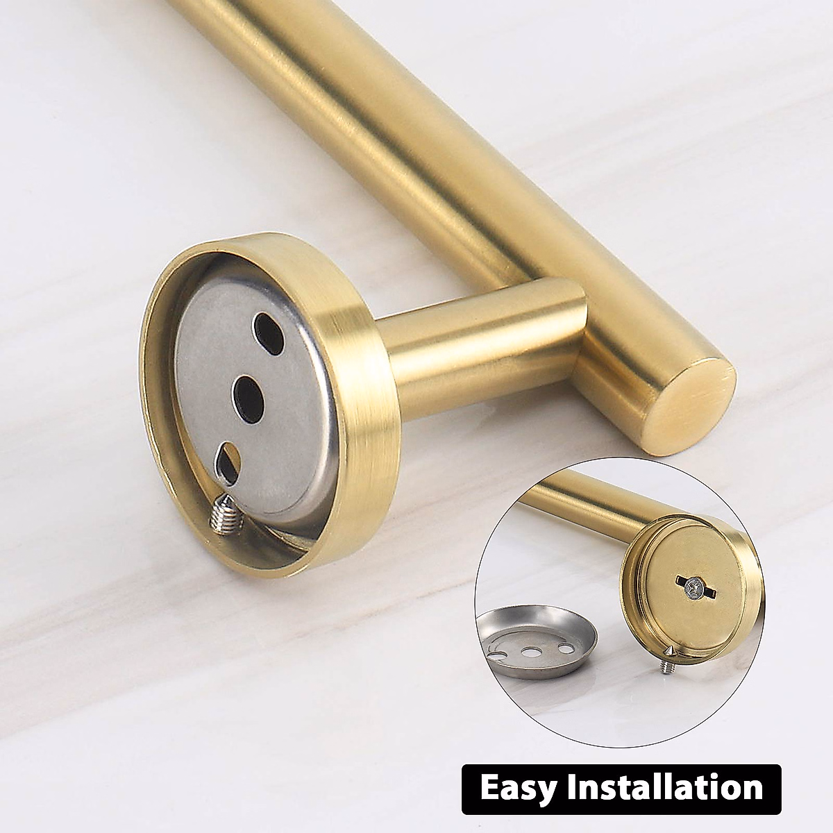 NearMoon Bath Towel Bar, Bath Accessories Thicken Stainless Steel Shower Towel Rack for Bathroom, Towel Holder Wall Mounted (1 Pack, Brushed Gold, 12 Inch)