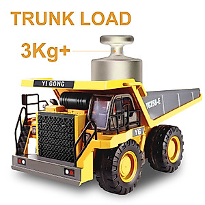 Dwi Dowellin Remote Control Dump Truck Toys for Boys 4-7,Construction Rc car with Metal Bed Lights/Sounds for Kids Age 8-12 Year Old,Ideal for Boys Age 3+