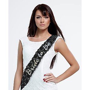 Bachelorettesy Bachelorette Party Decorations Lace Bride to Be Sash with Sparkle Letters Bachelorette Party, Engagement Party Decorations, Bachelorette Party Favors, Bridal Shower Decorations - Black