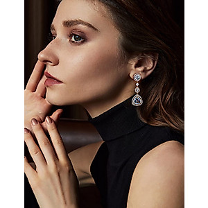 KZZENKI Sky Blue Created Aquamarine Earrings Gold Dangle Earrings for Women, Drop Chandelier Earrings Jewelry Trendy