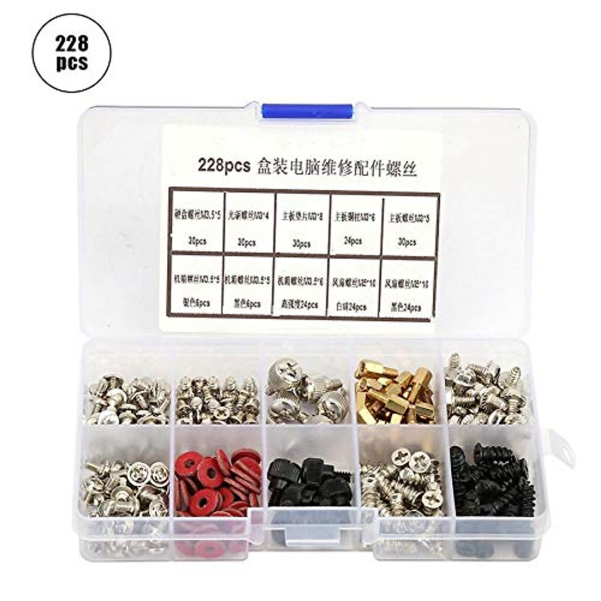 Screw 228PCS Motherboard Hard Disk Screws for PC Assortment Kit DIY Repair Tool with Case Brass Screw Tools