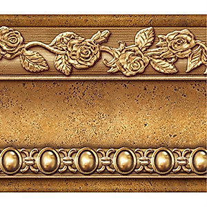 soikoi Flower Molding Peel and Stick Wall Border Easy to Apply (Gold Brown)