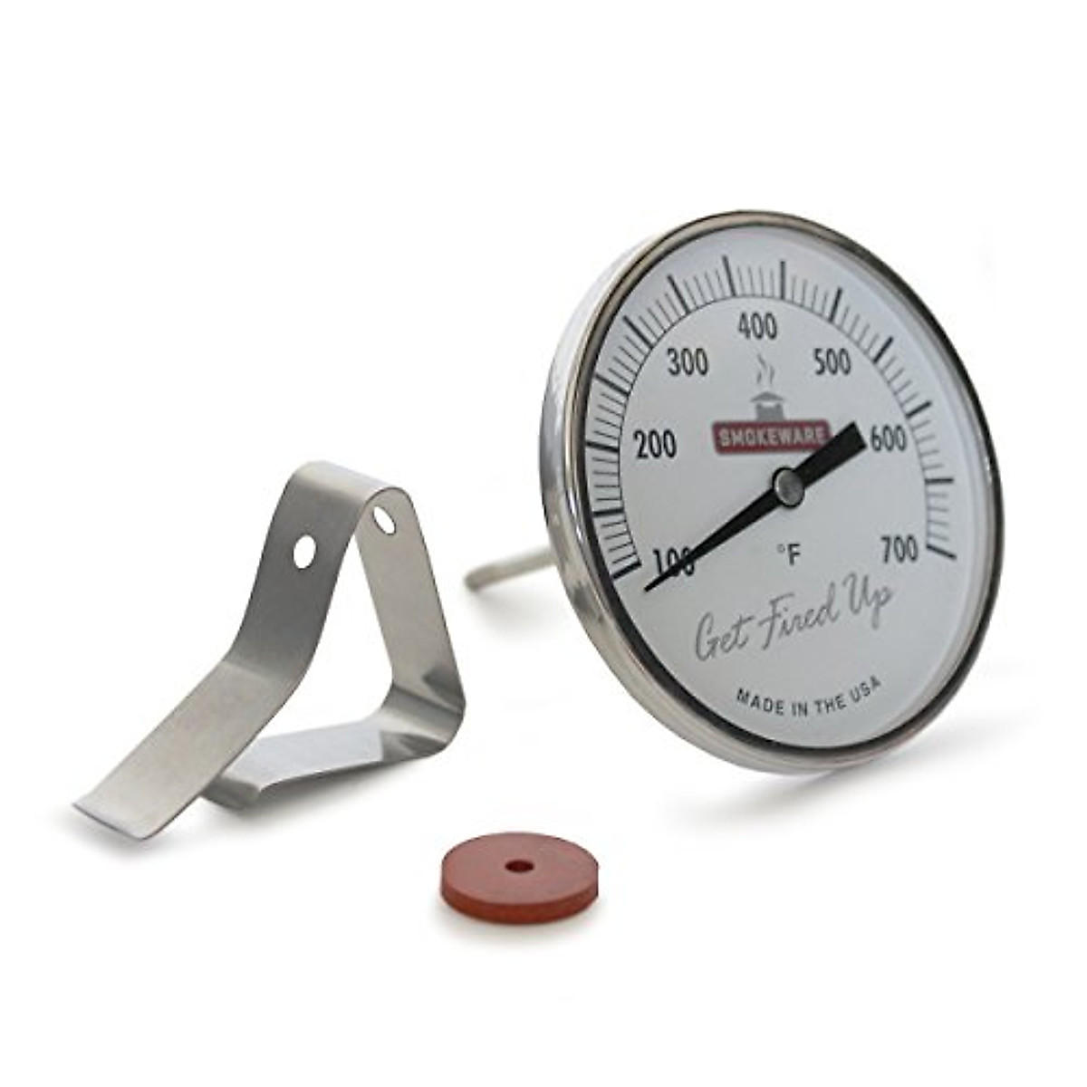 SmokeWare Temperature Gauge – 3-inch Face, 0-700°F Range, White, Replacement Thermometer for Big Green Egg Grills, Made in The USA