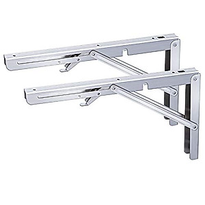 Folding Shelf Brackets,Max Load 440lb Folding Shelf Hinge Wall Mounted, Heavy Duty 304 Stainless Steel Collapsible Shelf Bracket,Space Saving DIY Bracket for Table Work Bench (12 Inch)