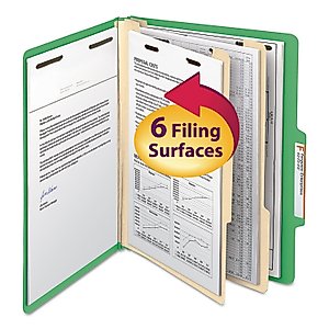 Smead Classification File Folder, 2 Dividers, 2" Expansion, 2/5-Cut Tab, Letter Size, Green, 10 per Box (14002)
