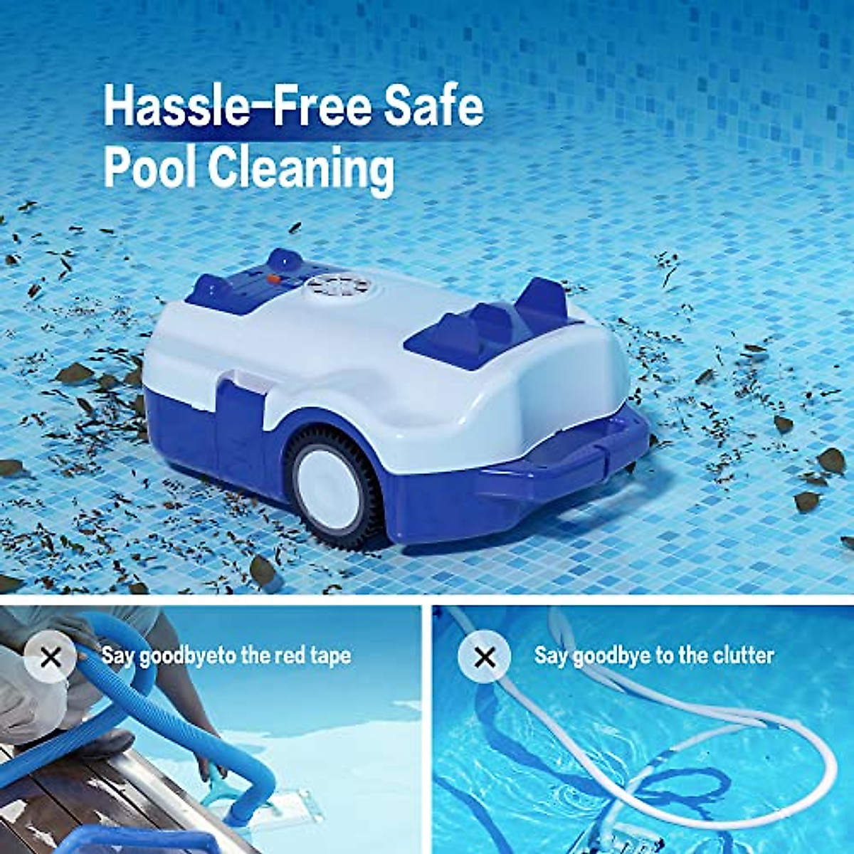 BESTROBTIC PC01W Cordless Robotic Pool Cleaner, Ultra Powerful Pool Vacuum with Triple Motors, Sonar Detection Turning & Obstacle Avoidance, Self-Parking, Up to 120mins, Ideal for Above/In-ground Pool