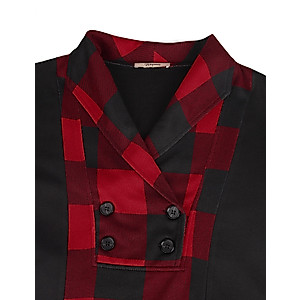 Tunic Tops to Wear with Leggings,Bebonnie Ladies Plus Size Fall Long Sleeve Casual Business Lapel V Neck Christmas Swing Sweatershirts Pullover Dressy Winter Tops Flannel Shirts Sweaters Red Black XL