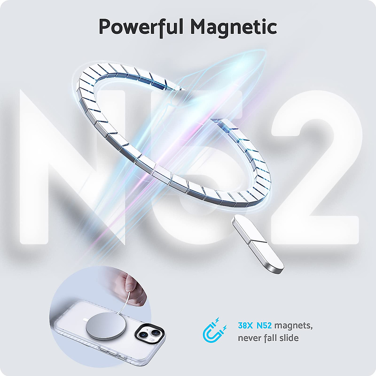 DASFOND Magnetic Designed for iPhone 14/13 Case, Compatible with Magsafe, Military Grade Drop Protective with Shockproof Strip, Translucent Matte Back Phone case for iPhone 14/13 6.1'', White