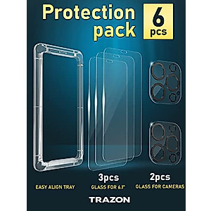 3 Pack Screen Protector Premium Quality Compatible for iPhone 12 Pro Max with 2 Pack Camera Lens Protector Tempered Glass 9H Hardness (Transparent)