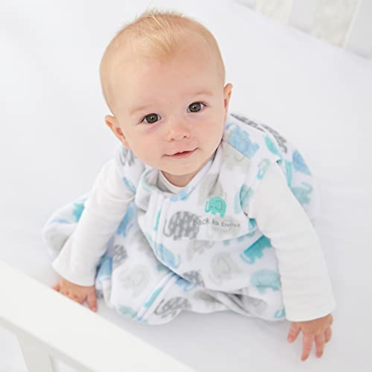 HALO Sleepsack, Micro-Fleece Wearable Blanket, Swaddle Transition Sleeping Bag, TOG 1.0, Elephant Texture, X-Large, 18-24 Months