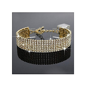 YINLI Charm Rhinestone Crystal Adjustable Bracelet Bangle Fashion Bridesmaid Bridal Jewelry Gold Plated (Gold)