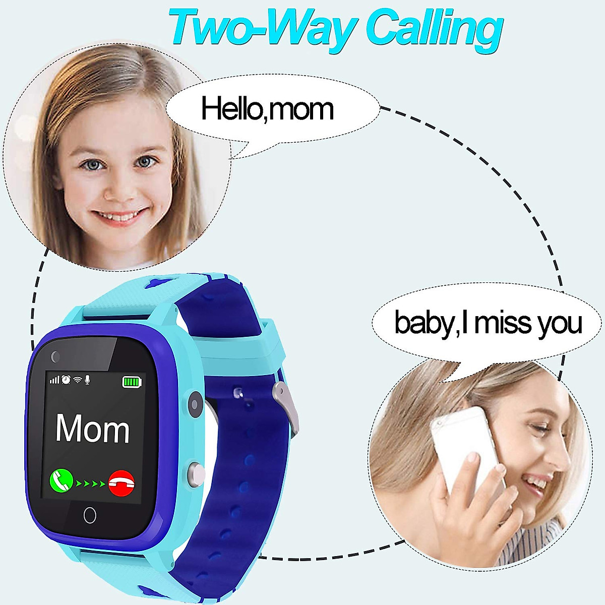 4G Kids Smart Watch w GPS Tracker,Kids Phone Smartwatch w Camera,Call,Pedometer,SOS,Touch Screen WiFi Wrist Watch Boys Girls Smartphone,3-15 Years Old Children Student Birthday Gifts(Light Blue)