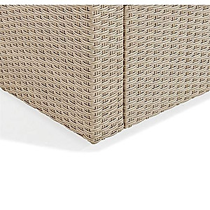 Alaterre Furniture Canaan All-Weather Wicker Outdoor Armchair w/ Cushions & Pillow Seat Tufted Back, Resin Wicker & RustProof Aluminum Powder Coated Frame, Cream, Weatherproof Patio/Deck Furniture Set