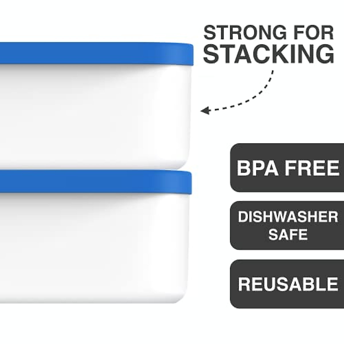 BALCI - Ice Cream Container - 2 Quart - Perfect Reusable Freezer Storage for Homemade Ice Cream Tubs for Sorbet, Frozen Yogurt and Gelato! - Flexible Silicone Lids, Long Scoop, Stackable - Blue