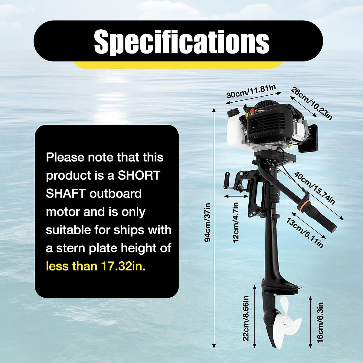 BJTDLLX 4 Stroke 4HP Outboard Motor, 52CC 2800W Outboard Motor Boat Engine, Heavy Duty Fishing Boat Engine Marine Engine for Fishing Aquaculture Outdoor Adventure