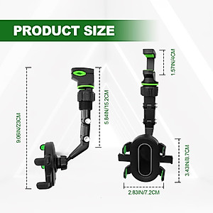 BSAMZO 360° Rotatable and Retractable Car Phone Mount Multifunctional Rear View Mirror Rearview Mirror Phone Holder Adjustable Cell Phone Holder for All Smartphones