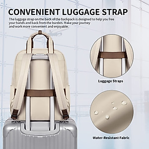 GOLF SUPAGS Laptop Backpack for Women Top-Handle Computer Bag Work Travel College Backpack Purse Fits 14 Inch Notebook (Apricot)