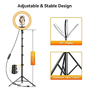 TODI 12" Ring Light with 63" extendable Tripod Stand, Selfie Ring Light with Phone Holder and Wireless Remote, 【2-in-1】 Dimmable LED Ring Light & Selfie Stick for Makeup/Live Stream/Photography