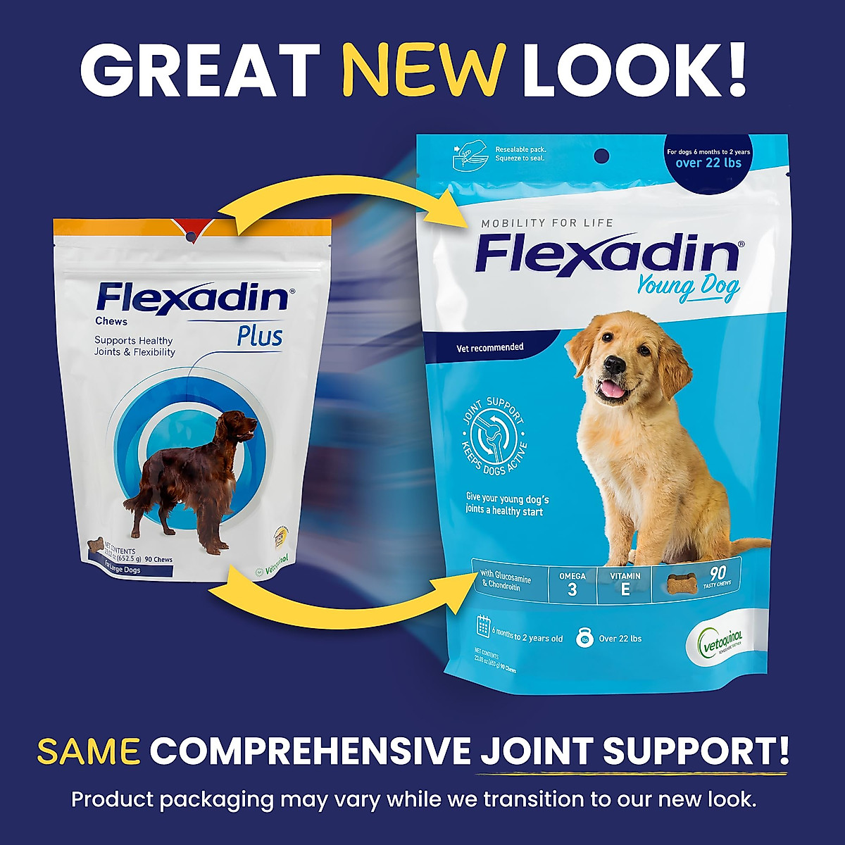 Vetoquinol Flexadin Hip and Joint Supplement with Glucosamine for Dogs, Joint Support Chew with Green-Lipped Mussel and MSM, 90-Count