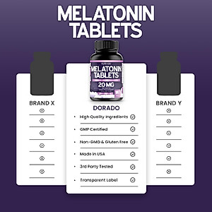 Melatonin 20mg Tablets for Adults (180 Count) - Quick Dissolve with 20mg of Melatonin Per Tablet - High Potency, Gluten-Free, Non-GMO, Vegan - Mixed Berry Flavor - Bulk Supply - USA Made