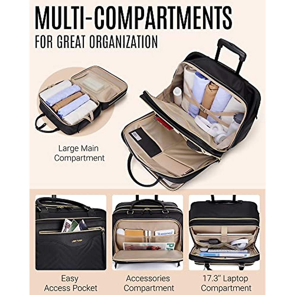 LIGHT FLIGHT Rolling Briefcase & Laptop Backpack for Women, Mobile Office for Business Trip, Travel, Work, Luggage Set