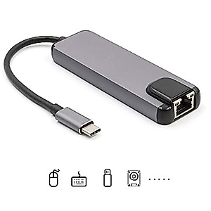 Leya-US Spare Part USB-C/Type-C to HD 4K HDMI + RJ45 + USB 3.0 + USB 2.0 + PD 5 in 1 HUB Converter