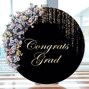 6.5ft Black Round Backdrop Cover for 6.5ft / 6.6ft Circle Stand, Wrinkle Free Stretchy Circle Arch Round Backdrop Cover for Party Wedding Birthday Baby Shower Photography