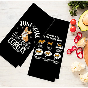 kunlisa Funny Corgi Absorbent Kitchen Towels and Dishcloths 16×24 Inches Set of 4,Cute Corgi Lovers Gifts Hand Towel Dish Towel Tea Towel for Kitchen Bathroom Decor,Corgi Owners Girls Gifts