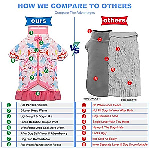 LovinPet Boxer Dog Coats Winter - Upgrade Warm Pajamass for Dogs, Skin-Friendly Flannel Fabric Clothes for Dog, Big Bites Pink Prints Dog Sweater, Warm Dog Clothes for Large Dogs Breed,2XL